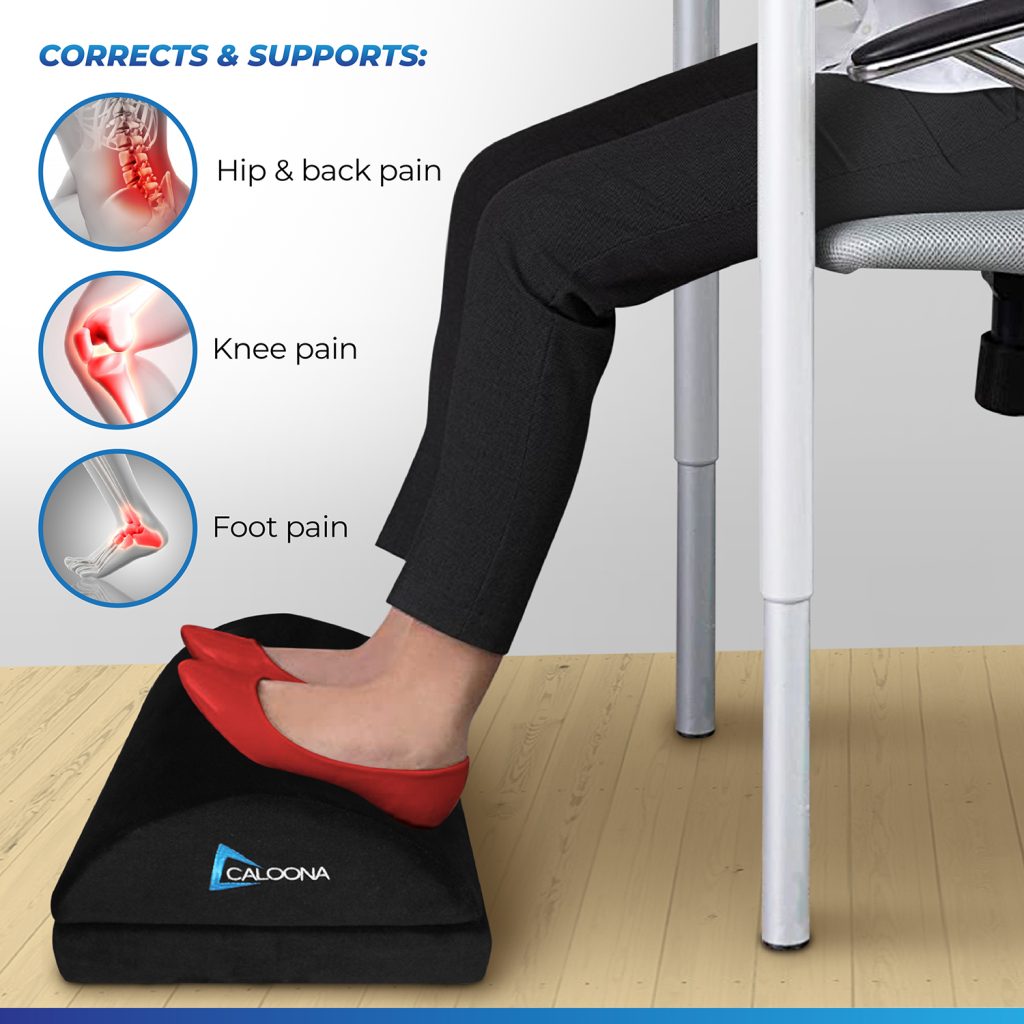 CALOONA Ergonomic Foot Rest for Office and Home - Adjustable Black ...