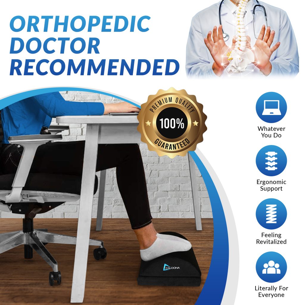 CALOONA Ergonomic Foot Rest for Office and Home - Adjustable Black ...