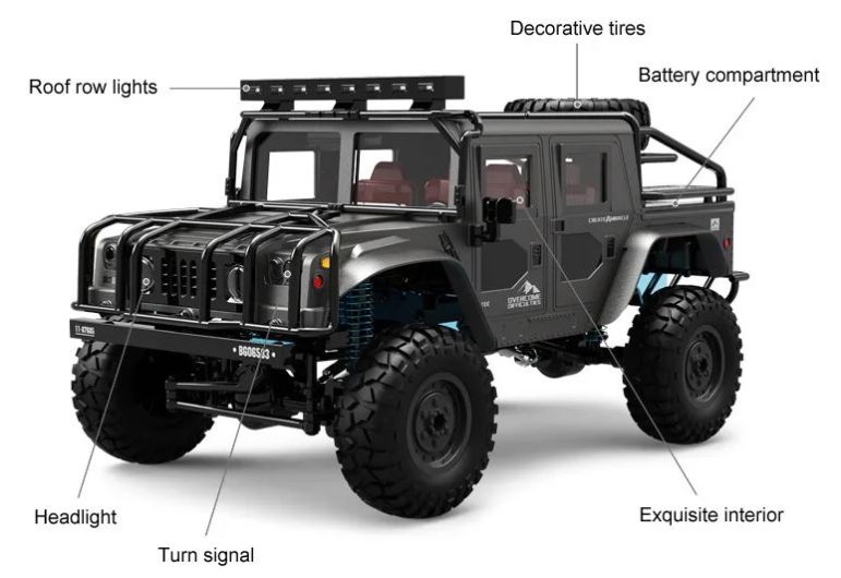 Hummer H1 Hurtle 1/12 Scale 4WD RC Rock Crawler with 2 Rechargeable Batteries - RC High ...